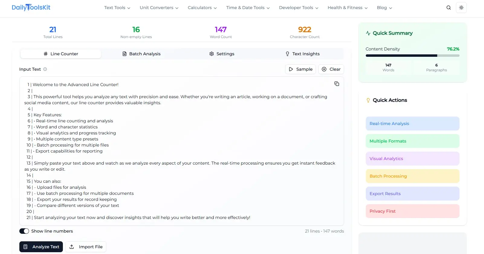 Line Counter | Count Lines in Text Online - Daily ToolsKit